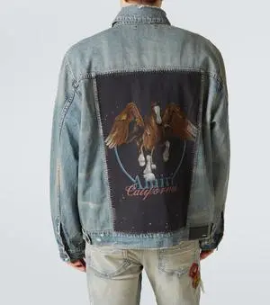 Amiri Vintage Pegasus Distressed Denim Jacket