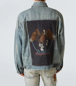 Amiri Vintage Pegasus Distressed Denim Jacket