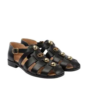 Valentino Garavani Vlogo Signature Leather Fisherman Sandals - Black