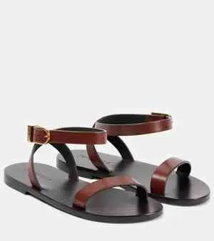 Saint Laurent Sahara Leather Sandals - Brown