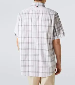 Thom Browne Striped Patchwork Cotton Shirt - Grey