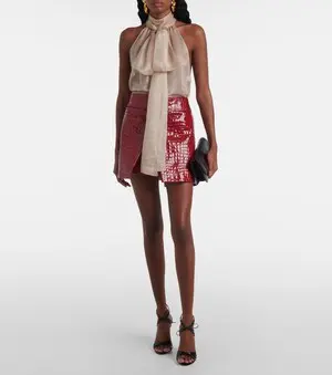 TOM FORD Croc-effect Mini Skirt - Red