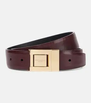 Saint Laurent La 76 Leather Belt - Burgundy