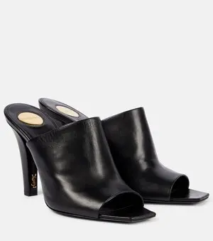 Saint Laurent Jill 95 Leather Mules - Black