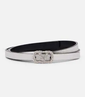 Valentino Garavani Vlogo Signature Reversible Leather Belt - Silver