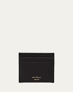FERRAGAMO Gancini Leather Card Case - Nero