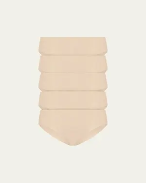 Commando Classic Low-rise Microfiber Bikini Briefs, Pack Of 5 - Beige