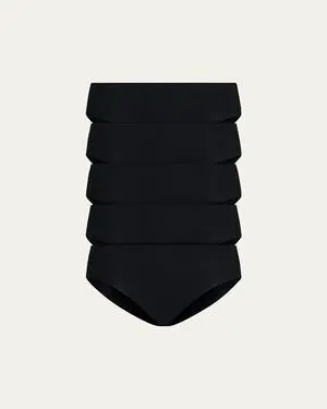 Commando Classic Low-rise Microfiber Bikini Briefs, Pack Of 5 - Black