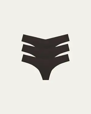 Commando Classic Low-rise Microfiber Thongs, Pack Of 3 - Black