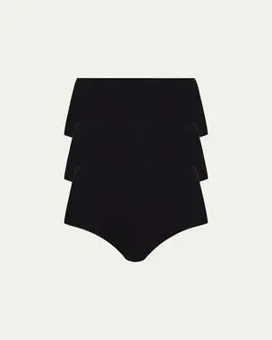 Commando Classic High-rise Microfiber Bikini Briefs, Pack Of 3 - Black