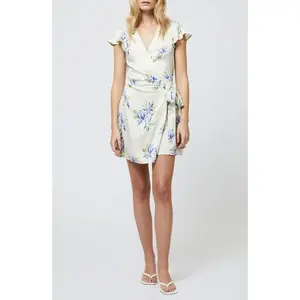 French Connection Ennis Vivian Floral Satin Wrap Minidress