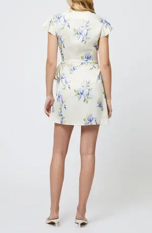 French Connection Ennis Vivian Floral Satin Wrap Minidress