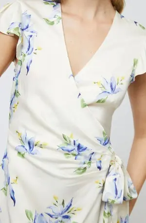French Connection Ennis Vivian Floral Satin Wrap Minidress