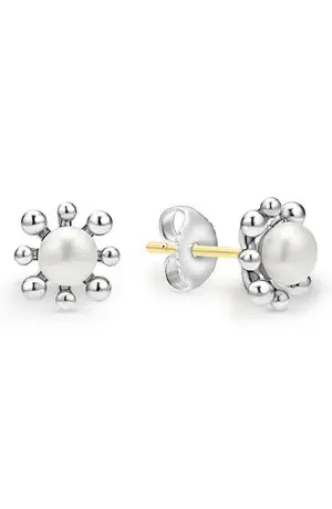 Lagos Luna Fleur Freshwater Pearl Stud Earrings