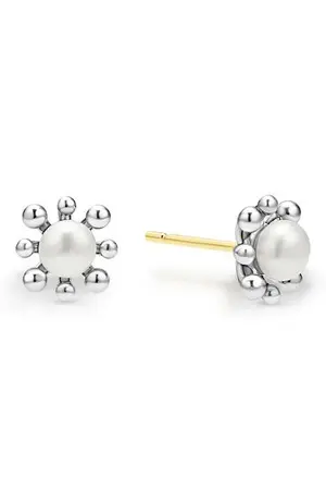 Lagos Luna Fleur Freshwater Pearl Stud Earrings