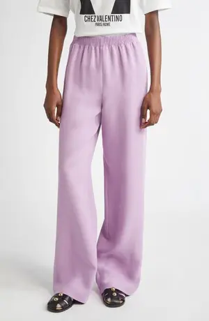 Valentino Garavani Silk Cady Couture Wide Leg Pants