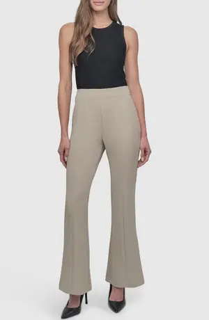 Dkny Wide-leg Scuba Knit Trousers - Pebble