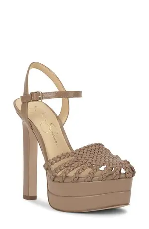 Jessica Simpson Inaia Basketweave Platform Pumps - Medium Brown