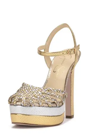 Jessica Simpson Jessica Simpson Inaia Basketweave Platform Pumps Silver 02