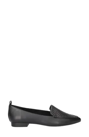BELLA VITA Alessi Perforated Pointed Toe Flat - Black Leather