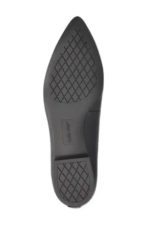 BELLA VITA Alessi Perforated Pointed Toe Flat - Black Leather