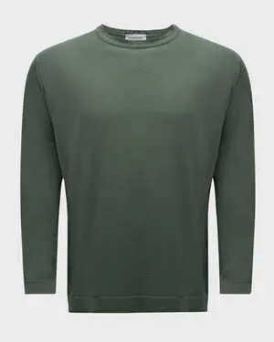 John Smedley Weatherby Sea Island Cotton Crewneck Sweater - Palm
