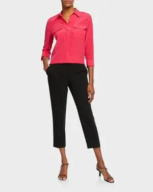 Theory Treeca Cropped Pull-on Pants - Black