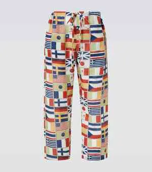 BODE International Printed Linen Straight Pants - Multicoloured