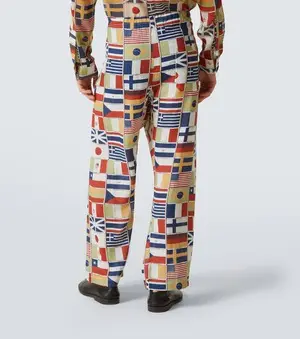 BODE International Printed Linen Straight Pants