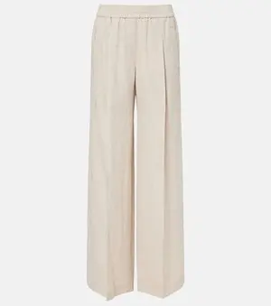 Brunello Cucinelli Linen Wide-leg Pants