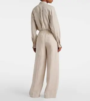 Brunello Cucinelli Linen Wide-leg Pants