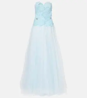 Costarellos Edra Floral Tulle Gown