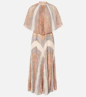 Zimmermann Illustration Sunray Caped Midi Dress - Multicoloured