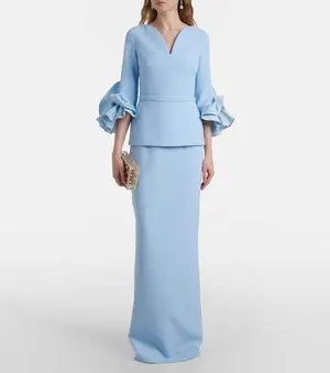 Safiyaa Clemence Ruffled Crepe Gown