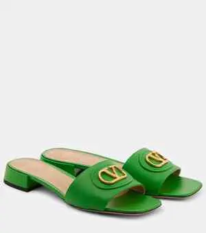 Valentino Garavani Vlogo Signature Leather Slides
