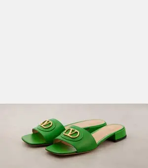 Valentino Garavani Vlogo Signature Leather Slides
