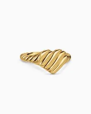 David Yurman Sculpted Cable Heart Pinky Ring - All 18k Yellow Gold