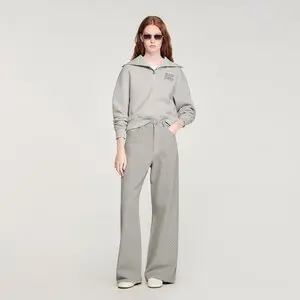 Sandro Rhinestone-embellished Wide-leg Jeans - Grey