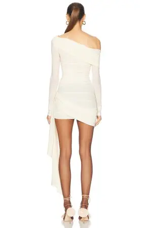 fitted lace wedding dress Nataraj Long Sleeve Draped Mini Dress  Mew Mews
