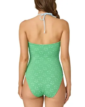 Shoshanna Cinched Eyelet One Piece Swimsuit