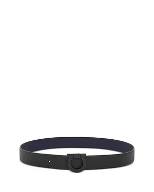 FERRAGAMO Single Gancini Leather Belt - Nero