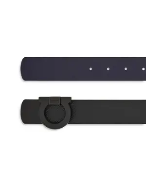 FERRAGAMO Single Gancini Leather Belt - Nero