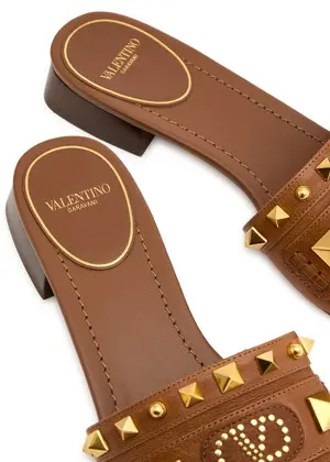 Valentino Garavani Embellished Leather Sliders