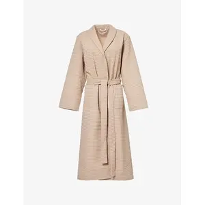 Lounge Waffle Textured Cotton-blend Dressing Gown Xl/xxl - Mink