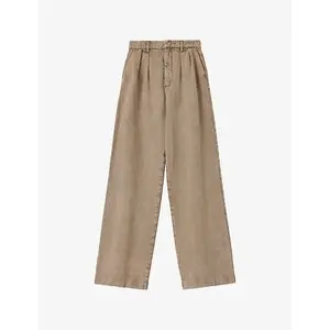 Loewe Pleated Wide-leg High-rise Denim Jeans