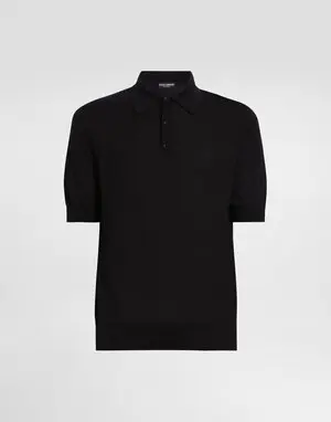 Dolce & Gabbana Silk Polo-shirt With Logo Embroidery - Black