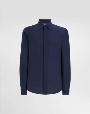 Dolce & Gabbana Silk Shirt With Logo Embroidery