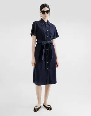 Dolce & Gabbana Silk-blend Denim Shirt Dress - Multicolor