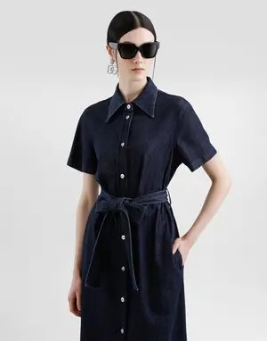 Dolce & Gabbana Silk-blend Denim Shirt Dress - Multicolor