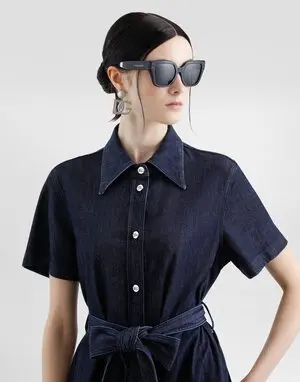 Dolce & Gabbana Silk-blend Denim Shirt Dress - Multicolor